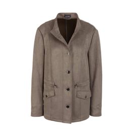 Jackenblazer GOLDNER "Blazer in weicher Velourslederoptik", Damen, Gr. 46, gr&uuml;n (taupe), Obermaterial: 100% Polyester PES., normal, Sonstiges, Blazer, Ohne