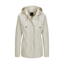 Kurzjacke GOLDNER "Outdoor-Jacke mit Kapuze", Damen, Gr. 54, beige (stein), Obermaterial: 100% Polyester PES., gerade, Jacken Kurzjacke, Ziersteppungen an Schulter und verdeckter Leiste