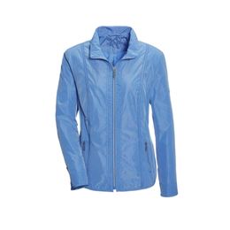 Blouson GOLDNER "Kurzgr&ouml;&szlig;e Sportive &Uuml;bergangsjacke mit Stehkragen", Damen, Gr. 21, blau (jeansblau), Obermaterial: 100% Polyester PES., normal, Sonstiges, Jacken Blouson, Ohne