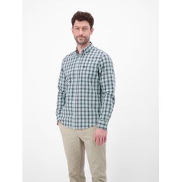 Langarmhemd Lerros "Karohemd mit Button-Down-Kragen", Herren, Gr. 3XL, Normalgr&ouml;&szlig;en, arctic blau, 100% Baumwolle, Hemden