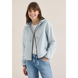 Windbreaker Cecil, Damen, Gr. XXL (46), watercolour blau, Stoff, 100% Polyester, unifarben, comfort fit normal, ohne Ausschnitt, B&uuml;ndchen, Jacken Windbreaker, mit Kapuze mit Tunnelzugband