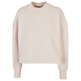 Sweater Urban Classics "Urban Classics Damen Ladies Heavy Terry Garment Dye Crewneck", Damen, Gr. L, pink, 100% Baumwolle, Rundhals, Sweatshirts Sweater
