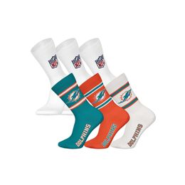 Kurzsocken NFL "Socken NFL 6Pack Crew Socks 6er Pack", Damen, Gr. 39-42, bunt (miami dolphins, wei&szlig;), Obermaterial: 58% Baumwolle CO. 39% Polyester PES. 3% Elasthan EL., Socken Kurzsocken