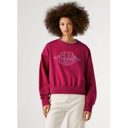 Sweatshirt Pepe Jeans "BERNIS", Damen, Gr. XS, 387penn pink, Sweatware, Obermaterial: 85% Baumwolle, 15% Polyester, bestickt, normal, Rundhals, Rippb&uuml;ndchen, Sweatshirts Sweatshirt, mit Rundhals, bestickt
