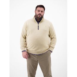 Troyer Lerros "Herren Stricktroyer in lebendiger Optik", Herren, Gr. 4XL, beige (tender beige melange), 100% Baumwolle, ohne Ausschnitt, Pullover Troyer