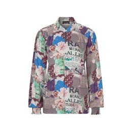 Schlupfbluse GOLDNER "Kurzgr&ouml;&szlig;e Leichte Printbluse, Patchwork-Muster", Damen, Gr. 22, beige (stein, gemustert), Obermaterial: 100% Viskose CV., figurumspielend, Blusen Schlupfbluse, Modischer Patchdruck