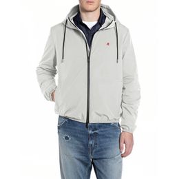 Kurzjacke Replay, Herren, Gr. XL, snow wei&szlig;, Web, Obermaterial: 100% Polyester. Futter: 100% Polyester, unifarben, regular fit h&uuml;ftlang, elastischer Bund, Jacken Kurzjacke, mit Kapuze