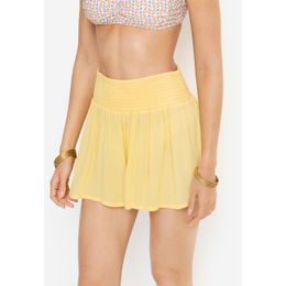 Strandshorts LSCN BY LASCANA, Damen, Gr. 46, N-Gr, pastel gelb, Cr&ecirc;pe, Obermaterial: 100% Viskose, unifarben, figurumspielend kurz, Hosen Strandshorts