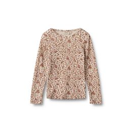 Longsleeve Wheat "Wheat Wool T-Shirt L/S Alfie", M&auml;dchen, Gr. 122, rose flowers, 100% Merino, gebl&uuml;mt, normal, Rundhals, Shirts