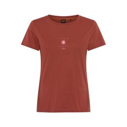 T-Shirt BOSS Orange "Elove Premium Damenmode", Damen, Gr. S, dunkelrot 604, Single Jersey, Obermaterial: 100% Baumwolle, unifarben, slim fit normal, Rundhals, Shirts T-Shirt, im Slim Fit, bestickt