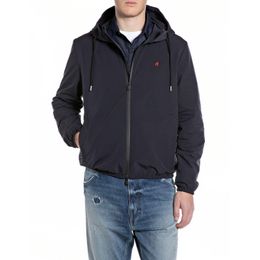 Kurzjacke Replay, Herren, Gr. S, schwarz navy, Web, Obermaterial: 100% Polyester. Futter: 100% Polyester, unifarben, regular fit h&uuml;ftlang, elastischer Bund, Jacken Kurzjacke, mit Kapuze