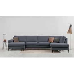 Wohnlandschaft OTTO HOME "Henry, U-Form, Breite 363 cm", dunkelgrau, B:363cm H:84cm T:235cm, 100% PES, Sofas, Wohnlandschaft, mit Metallbeinen, Wellenunterfederung, wasserabweisender Stoff