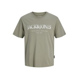 Jack & Jones PlusSize T-Shirt "JJDEVIN DAYTONA PRINT TEE SS CREW PLS", Herren, Gr. 5XL, vetiver, Jersey, Obermaterial: 100% Baumwolle, JACK & JONES PLUSSIZE, bedruckt, unifarben, regular fit normal, Rundhals, Shirts T-Shirt