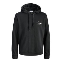 Jack & Jones PlusSize Kapuzensweatshirt "JJBRANDON SWEAT HOOD PLS", Herren, Gr. 5XL, schwarz, angeraute Sweatware, Obermaterial: 60% Polyester, 40% Baumwolle, JACK & JONES PLUSSIZE, unifarben, regular fit, Rippb&uuml;ndchen, Sweatshirts Kapuzensweatshirt