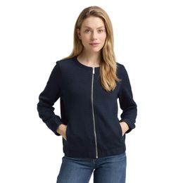 Sweatjacke Tom Tailor, Damen, Gr. M, sky captain blau, Sweatware, Obermaterial: 72% Polyester, 26% Viskose, 2% Elasthan, Strukturmuster, unifarben, regular fit normal, Rundhals, elastischer Bund, Sweatjacken Sweatjacke, mit Struktur