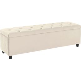 Bettbank Home Affaire "Relaxy", beige (beige, grau), B:120cm H:41,5cm T:40cm, Holzwerkstoff, Massivholz, Polyester, Sitzb&auml;nke, Bettbank, gesteppt, mit Staufach