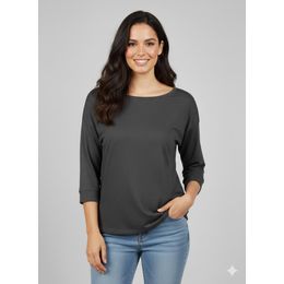 3/4-Arm-Shirt Ragwear "SHIMONA O", Damen, Gr. XXL, dunkelgrau, Jersey, Obermaterial: 50% Polyester, 38% Baumwolle, 12% Viskose, bedruckt, gemustert, normal, Rundhals, Shirts 3/4-Arm-Shirt, mit 3/4 &Auml;rmel