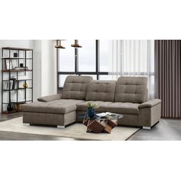 Ecksofa WERK2 "Carmen, mit Bettfunktion & Bettkasten, optional Sitztiefenverstellung", beige, B:264cm H:105cm T:170cm, 95% Polyester, 5% Nylon, Sofas, Ecksofa, ohne Sitztiefenverstellung, Struktur weich, beige