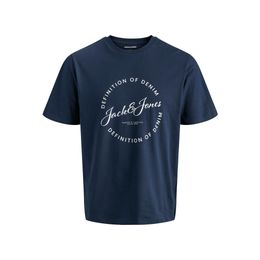 Jack & Jones PlusSize Rundhalsshirt "JJGRAYSON TEE SS CREW NECK PLS", Herren, Gr. 5XL, navy blazer, Jersey, Obermaterial: 100% Baumwolle, JACK & JONES PLUSSIZE, bedruckt, regular fit normal, Rundhals, Shirts Rundhalsshirt, Baumwolle, regular fit