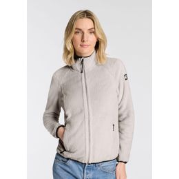 Fleecejacke Killtec "KOW 6 WMN KNTFLC JCKT", Damen, Gr. 44, wei&szlig; (wei&szlig;er sand), Obermaterial: 100% Polyester, Jacken Fleecejacke, &Uuml;bergangsjacke, windabweisend, mit Stehkragen
