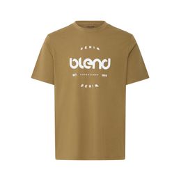 T-Shirt Blend "BHKAMDEN LOGO S/S TEE", Damen, Gr. XL, butternut, Single Jersey, Obermaterial: 100% Baumwolle, bedruckt, regular fit normal, Rundhals, Shirts T-Shirt