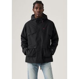 Levi's Parka LEVI'S "MARINA UTILITY PARKA", Herren, Gr. S, jet schwarz, Web, Obermaterial: 100% Polyester, unifarben, normal Po-bedeckend, Rundhals, Jacken Parka, mit Kapuze