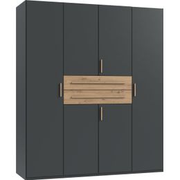 Dreht&uuml;renschrank wimex "Digit, erh&auml;ltlich in den Breiten 180cm, 225cm oder 270cm", grafit, absetzung und griffe artisan eiche nachbildung, B:180cm H:208cm T:58cm, Holzwerkstoff, Schr&auml;nke, Dreht&uuml;renschrank, Kleiderschrank inkl. zwei Schubk&auml;sten in zentraler H&ouml;he