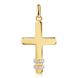 Kettenanh&auml;nger Firetti "Schmuck Geschenk Gold 333 Halsschmuck Anh&auml;nger Kreuz", gelbgoldfarben, wei&szlig;goldfarben, kristallwei&szlig;, kristallwei&szlig;, Schmuckanh&auml;nger, Damen, Gelbgold 333, 0,95 g, Kettenanh&auml;nger, mit Zirkonia (synth.)