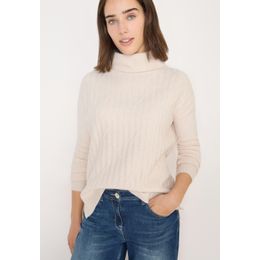 Rollkragenpullover Cecil, Damen, Gr. XS (36), light greige, Strick, Obermaterial: 44% Nylon, 28% Polyacryl, 24% Baumwolle, 4% Elasthan, unifarben, tailliert h&uuml;ftbedeckend, Rundhals, B&uuml;ndchen, Pullover Rollkragenpullover, mit Strick-Muster und Umlegekragen