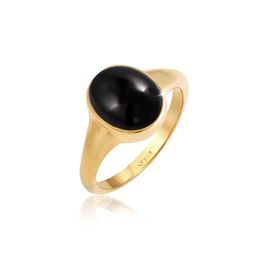 Siegelring Elli "Ring Siegelring Onyx Oval 925 Silber vergoldet" Gr. 58, gold, Fingerringe, Damen, 58, ohne Stein, Silber 925 (Sterlingsilber), 9mm, Siegelring