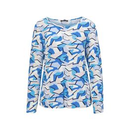 Print-Shirt GOLDNER "Shirt", Damen, Gr. 38, blau (blau, gemustert), Obermaterial: 95% Viskose CV. 5% Elasthan EL., Shirts, Kombistarker Druck