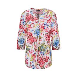 Tunika GOLDNER "Kurzgr&ouml;&szlig;e Schlupfbluse mit floralem Muster", Damen, Gr. 21, bunt (bunt, gemustert), Obermaterial: 100% Polyester PES., figurumspielend, V-Ausschnitt, Tuniken, Schlitze an der Seitennaht