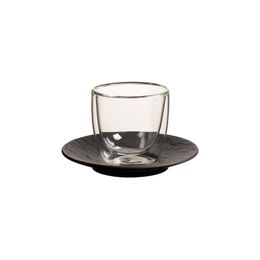 Villeroy & Boch Tasse VILLEROY & BOCH "Espressoglas mit Untertasse Manufacture Rock Glow 60 ml transparent", bunt (transparent), 2 tlg., Trinkgef&auml;&szlig;e, Tasse
