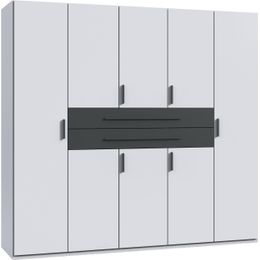Dreht&uuml;renschrank wimex "Digit, erh&auml;ltlich in den Breiten 180cm, 225cm oder 270cm", wei&szlig;, absetzung und griffe grafit, B:225cm H:208cm T:58cm, Holzwerkstoff, Schr&auml;nke, Dreht&uuml;renschrank, Kleiderschrank inkl. zwei Schubk&auml;sten in zentraler H&ouml;he