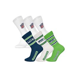 Kurzsocken NFL "Socken NFL 6Pack Crew Socks 6er Pack", Damen, Gr. 39-42, bunt (seattle seahawks, wei&szlig;), Obermaterial: 58% Baumwolle CO. 39% Polyester PES. 3% Elasthan EL., Socken Kurzsocken
