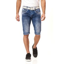 Cipo & Baxx Jeansbermudas CIPO & BAXX, Herren, Gr. 32, N-Gr, blau, Denim/Jeans, Obermaterial: 100% Baumwolle, Abriebeffekte, regular fit knielang, Jeans Jeansbermudas, Baumwolle, regular fit