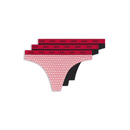 String HUGO UNDERWEAR "TRIPLET THONG DESIGN", Damen, Gr. S, 3 Stk., open pink 695, Jersey, Obermaterial: 95% Baumwolle, 5% Elasthan, Unterhosen String, wiederholendes Logo am Bund