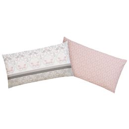 Kissenbez&uuml;ge OTTO HOME "Cremona", grau (grau, rosa), B:80cm L:40cm, Linon, Obermaterial: 100% Baumwolle, Kissenbez&uuml;ge, Kissenbez&uuml;ge, floraler Kissenbezug, geeignet f&uuml;r Kinder, OEKO-TEX zertifiziert