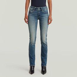 G-Star Raw Straight-Jeans G-STAR "Midge", Damen, Gr. 26, L&auml;nge 34, antique faded scorodite, Denim/Jeans, Obermaterial: 94% Baumwolle, 4% Elastomultiester, 2% Elasthan, straight fit lang, Jeans Straight-Jeans, 5-Pocket-Design mit markanten Steppn&auml;hten