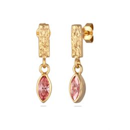 Paar Ohrstecker Elli "Ohrringe Ohrstecker Rechteck Ros&eacute; 925 Sterling Silber vergoldet, mit Kristallen von Swarovski" Gr. 24, gold, Ohrringe, Damen, Silber 925 (Sterlingsilber), Paar Ohrstecker