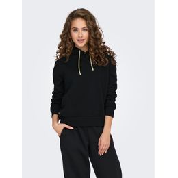 Kapuzensweatshirt Only "ONLNOLI L/S HEART HOOD SWT NOOS", Damen, Gr. L, schwarz detail:gold strings, heart emb, Sweatware, Obermaterial: 60% Baumwolle, 40% Polyester, unifarben, regular fit normal, Rundhals, Rippb&uuml;ndchen, Sweatshirts Kapuzensweatshirt, Baumwollmischung, regular fit