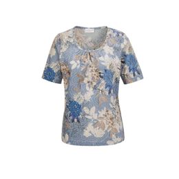 Print-Shirt GOLDNER "Druckshirt mit Perlen", Damen, Gr. 38, blau (kitt, blau), Obermaterial: 65% Polyester PES. 35% Baumwolle CO., Tubular, Shirts, mit wundersch&ouml;nen Perlen am Ausschnitt