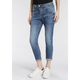 Boyfriend-Jeans Herrlicher "Shyra Cropped Denim Light", Damen, Gr. 29, N-Gr, ocean fade, Denim/Jeans, Obermaterial: 98% Baumwolle, 2% Elasthan, straight fit 7/8-L&auml;nge, Jeans Boyfriend-Jeans, 7/8-L&auml;nge mit hohem Bund