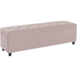 Bettbank Home Affaire "Relaxy", beige (beige, grau), B:140cm H:41,5cm T:40cm, Holzwerkstoff, Massivholz, Polyester, Sitzb&auml;nke, Bettbank, gesteppt, mit Staufach