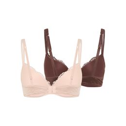 Push-up-BH Dorina "Origins Shiny Micro", Damen, Gr. 85, Cup C, pink, braun, Spitze, Obermaterial: 63% Polyamid, 19% Elasthan, 18% Polyester, BHs Push-up-BH, vorgeformte Cups, Spitzendetails, Doppeltr&auml;ger vorn