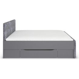 Bett OTTO HOME "Doppelbett Polsterbett Stauraumbett AGORDO", grau (graumetallic, webstoff charcoal), B:185cm H:100cm L:211cm, Nutzschicht: 100% Polyester, Betten, Bett, praktische Bettschubk&auml;sten f&uuml;r zus&auml;tzlichen Stauraum MADE IN GERMANY