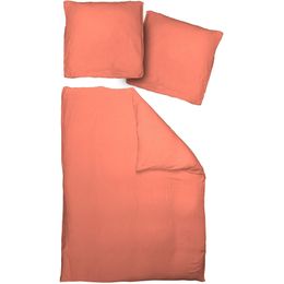 Bettw&auml;sche Adam "Uni Collection light", orange, B/L: 135cm x 200cm, 1 Stk., 1 Stk., Renforc&eacute;, B/L: 80cm x 80cm, 2 Stk., Renforc&eacute;, Obermaterial: 100% Baumwolle, Bettw&auml;sche, Bettw&auml;sche, aus 100 % Bio-Baumwolle, 2 teilig - Bettw&auml;sche Set