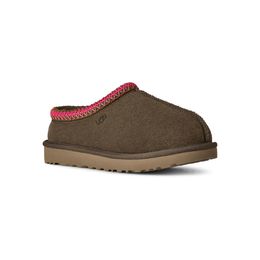 UGG Australia Hausschuh UGG "Unisex TASMAN II", Damen, Gr. 9 (40), dunkelgrau, Textil, Veloursleder, ethno, Schuhe Hausschuh, Homeslipper, Schlupfschuh, Clog mit Textilband verziert