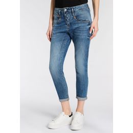 Boyfriend-Jeans Herrlicher "Shyra Cropped Denim Light", Damen, Gr. 26, N-Gr, ocean fade, Denim/Jeans, Obermaterial: 98% Baumwolle, 2% Elasthan, straight fit 7/8-L&auml;nge, Jeans Boyfriend-Jeans, 7/8-L&auml;nge mit hohem Bund