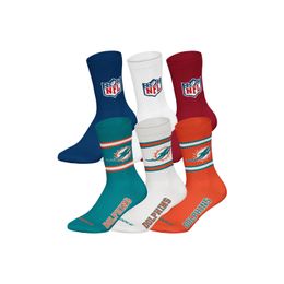 Kurzsocken NFL "Socken NFL 6Pack Crew Socks 6er Pack", Damen, Gr. 43-46, bunt (miami dolphins, mix), Obermaterial: 58% Baumwolle CO. 39% Polyester PES. 3% Elasthan EL., Socken Kurzsocken